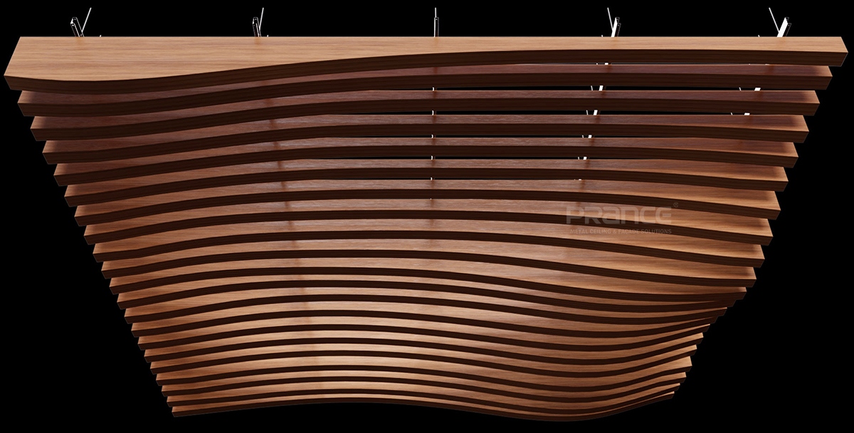 Dominia Restaurant Curved Aluminum Baffle Ceiling Project | PRANCE